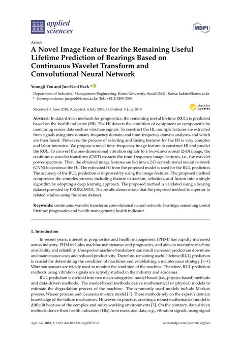 pdf a novel image feature for the remaining useful lifetime prediction of bearings based on