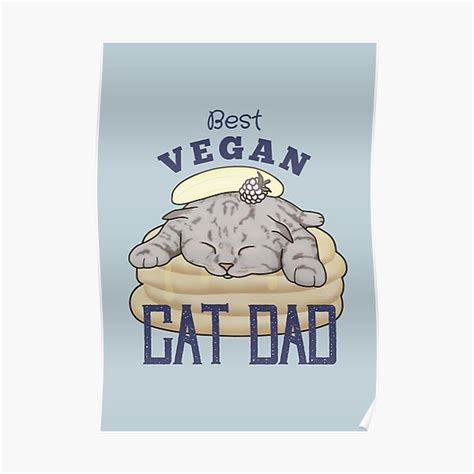 Póster El mejor papá gato vegano de todos los tiempos amor vegano y
