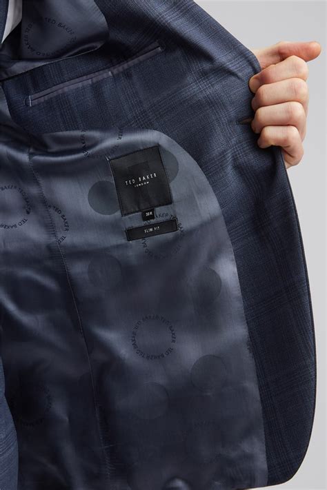 Ted Baker Navy Tonal Check Slim Fit Jacket