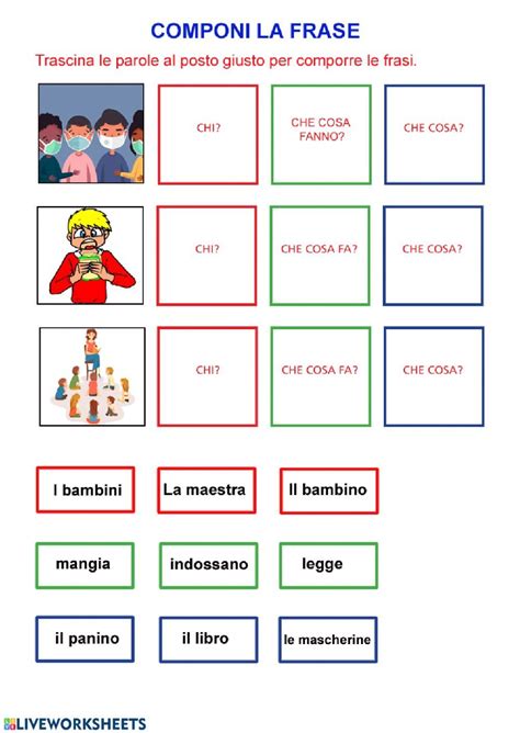 Componi La Frase 4 Interactive Worksheet Insegnamento Della Lettura