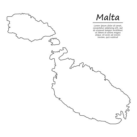 Semplice Schema Carta Geografica Di Malta Silhouette Nel Schizzo Linea
