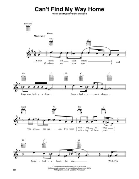 Blind Faith Can T Find My Way Home Sheet Music