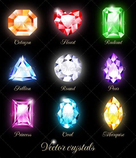 Set Of Colored Crystals Crystals Magic Symbols Elemental Magic