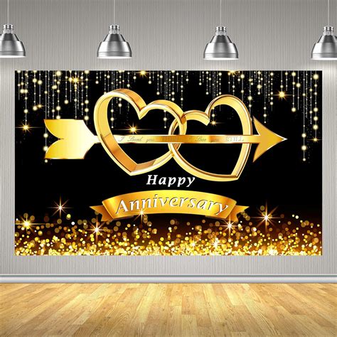 Gatherfun Happy Anniversary Banner Backdrop Anniversary Party Supplies