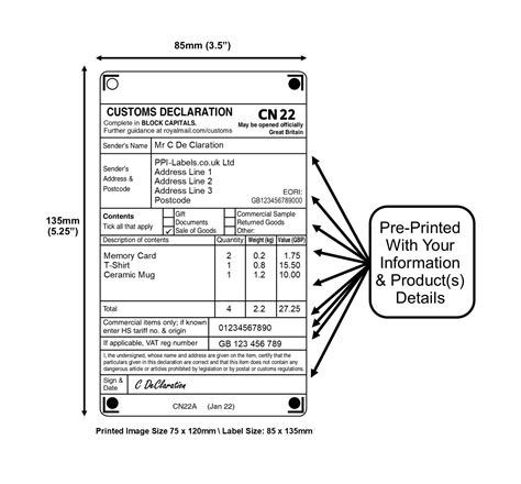 CN22A CN22 Customs Declaration Labels Stickers Pre Filled With Etsy UK