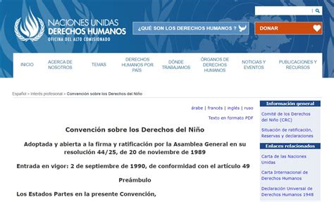 Convención de 20 de noviembre de 1989 sobre los Derechos del Niño