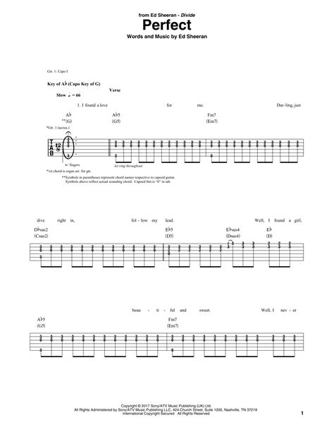 Perfect By Ed Sheeran Guitar Rhythm Tab Guitar Instructor