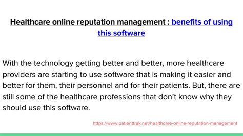 PPT Healthcare Online Reputation Management Benefits Of Using This
