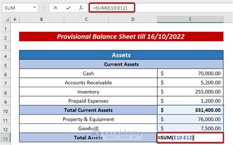 How To Create Provisional Balance Sheet Format In Excel