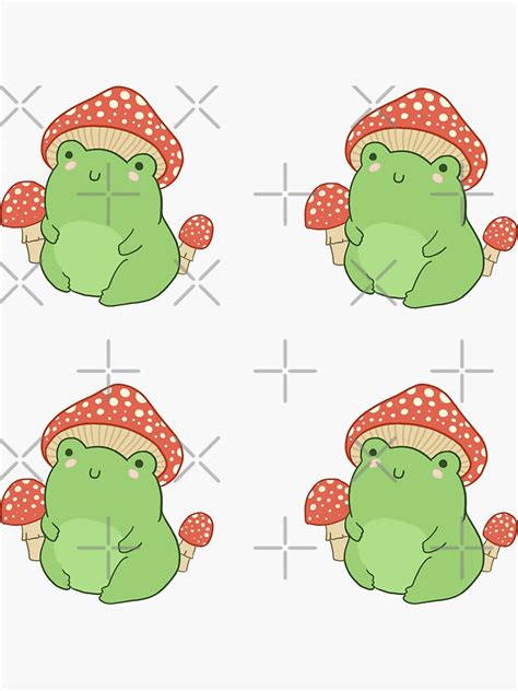 Kawaii Frog With Mushroom Hat Cottagecore Aesthetic Froggy Chubby