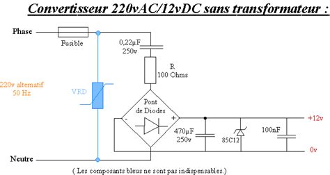 Convertisseur 220v Ac Vers 12v DC Sans Transformateur