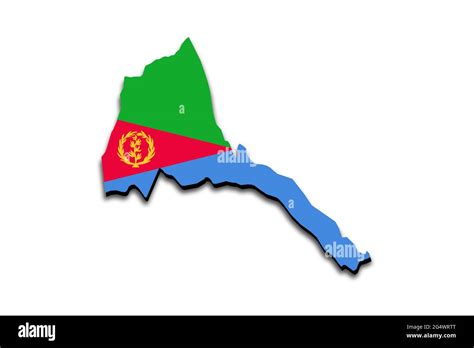 Outline Map Of Eritrea With The National Flag Superimposed Over The