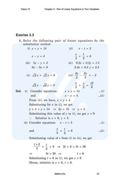 ncert solutions for class 10 maths chapter 3 pair of linear equations in two variables pdf