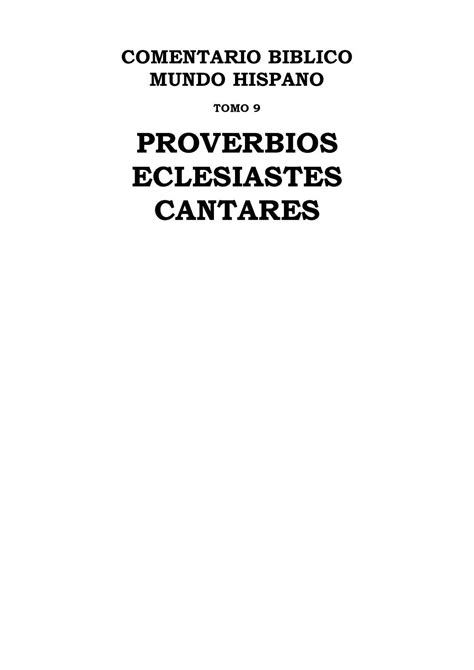 Calaméo Comentario Bíblico Mundo Hispano Tomo 09 Proverbios