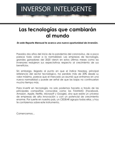 Las Tecnolog As Que Cambiar N Al Mundo