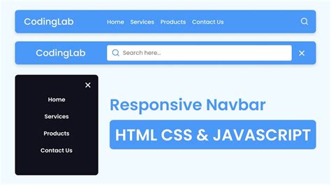 Create A Responsive Navigation Bar With Search Box In HTML CSS