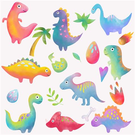 Aquarell Dinosaurier Clipart Dinosaurier Clip Art Etsy