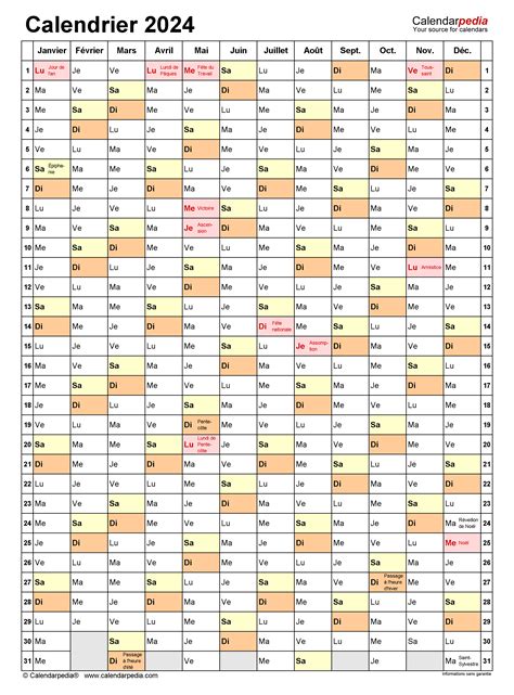Calendrier 2024 Excel Word Et PDF Calendarpedia