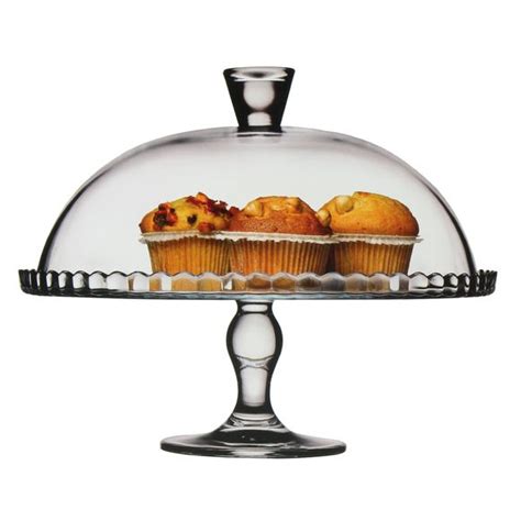 Plat à tarte en verre sur pied avec cloche D32 cm Plat à tarte Plat