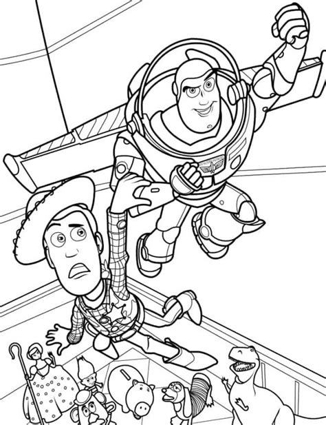 Coloriage Buzz l éclair sauve son ami Woody