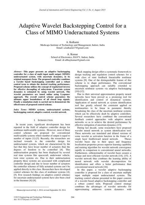 pdf adaptive wavelet backstepping control for a class of mimo underactuated systems