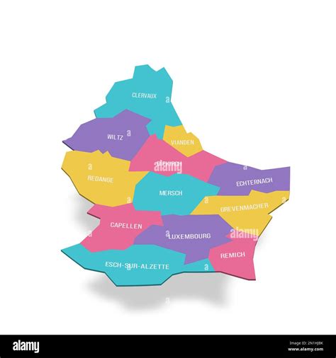 Luxembourg Political Map Of Administrative Divisions Cantons 3D