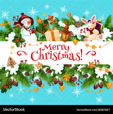 Merry Christmas Holiday Greeting Card Royalty Free Vector