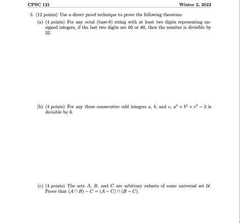 solved 5 12 points use a direct proof technique to prove