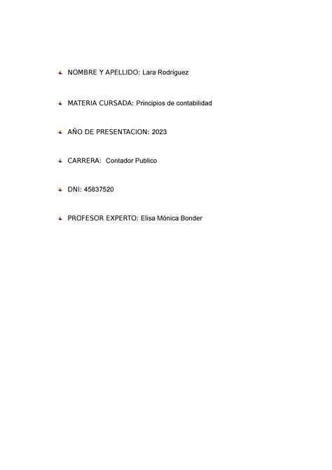 Ypf Tp Lara Tp De Principios De Contabilidad Nombre Y Apellido