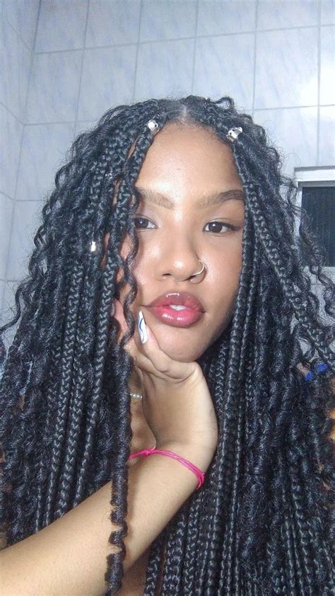 Box braids goddess braids curly Tranças no cabelo todo Penteados