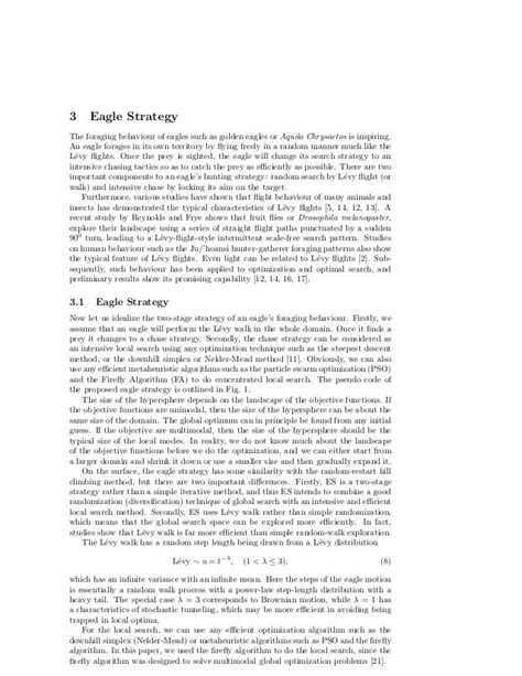 eagle strategy using levy walk and firefly algorithms for stochastic