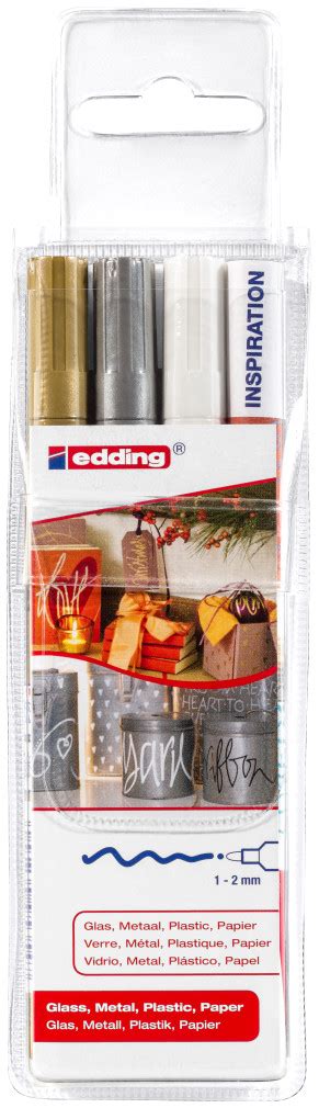 Edding Gloss Paint Markers Assorted Colours Pack Of