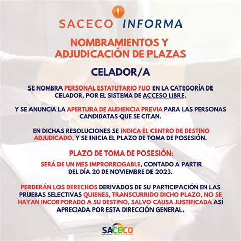 TOMA DE POSESIÓN CELADOR OEP 21 SACECO
