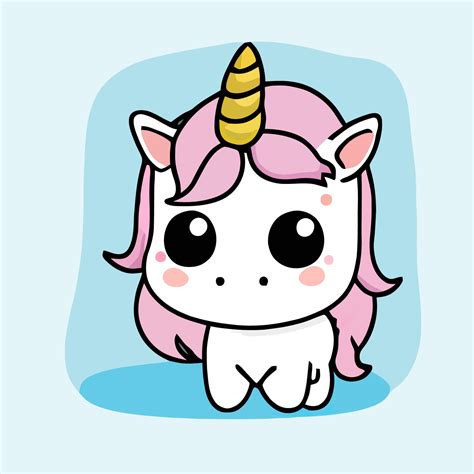 Cute Unicorn Illustration Unicorn Kawaii Chibi Vector Drawing Style