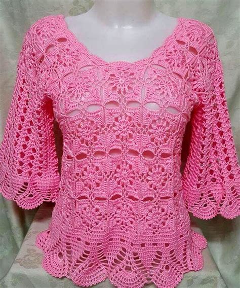 Fantástica blusa tejida a crochet Patrones Manualidades DIY