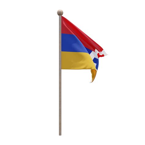 Artsakh 3d Illustration Flag On Pole Wood Flagpole 11228721 PNG