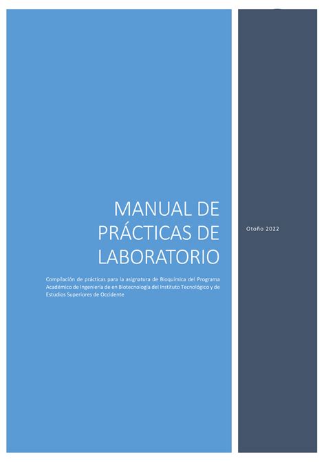 Manual de Prácticas de Laboratorio bioquimica Otoño 2022 MANUAL DE