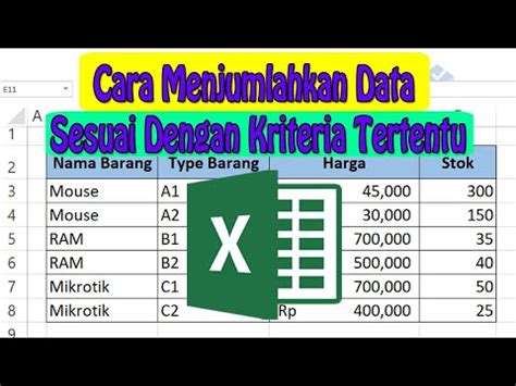 Cara Menjumlahkan Data Sesuai Dengan Kriteria Tertentu Di Microsoft