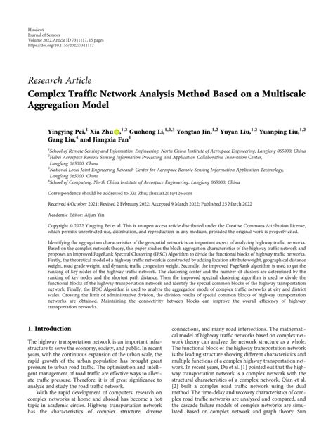 pdf complex traffic network analysis method based on a multiscale aggregation model