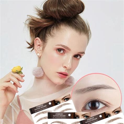 6D Eyebrow Stickers Brown Color Semi Permanent Eyebrows Temporary Eye