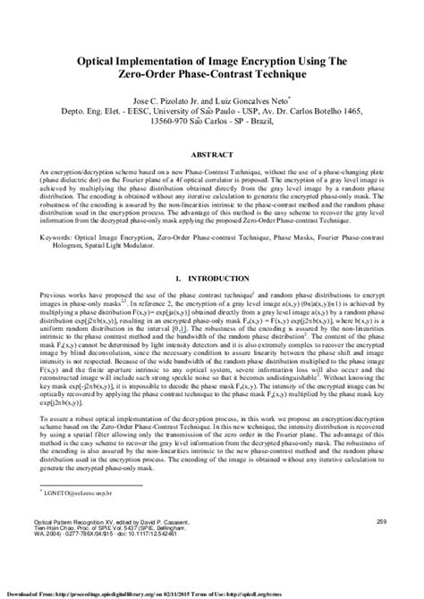 pdf optical implementation of image encryption using random phase encoding luiz neto