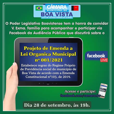Convite Audiência Pública 28 09 2021 Câmara Municipal de Boa Vista