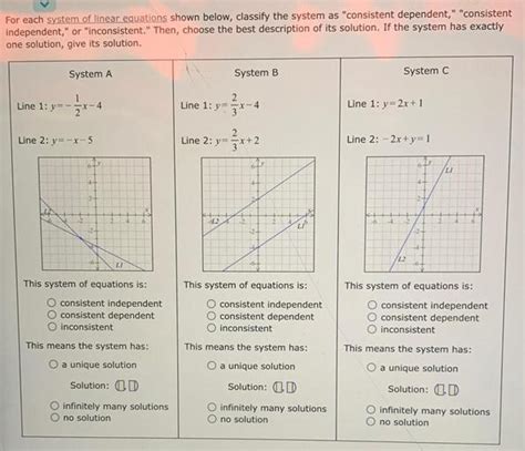 for each system of linear equations shown below classi math