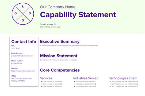 Free Capability Statement Template With Guide Xtensio