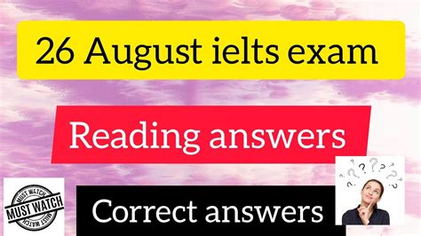 Ielts 26 August 2023 Reading Answers 26 August Ielts Exam Reading