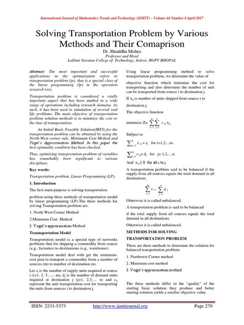 ijmtt v44p538 pdf mathematical optimization linear programming