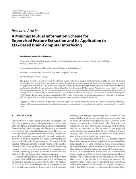 pdf a minimax mutual information scheme for supervised feature extraction and its application