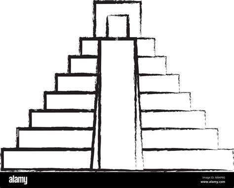 Boceto de la pirámide mexicana icono sobre fondo blanco ilustración