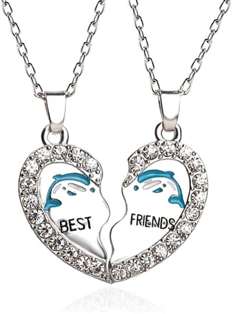 NASZYJNIKI PRZYJAŹNI POŁÓWKI SERCA BEST FRIEND DELFIN 2 SZTUKI