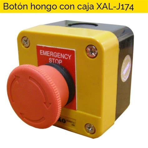 Boton De Paro Emergencia Hongo Con Retencion Caja Amarilla Mebuscar